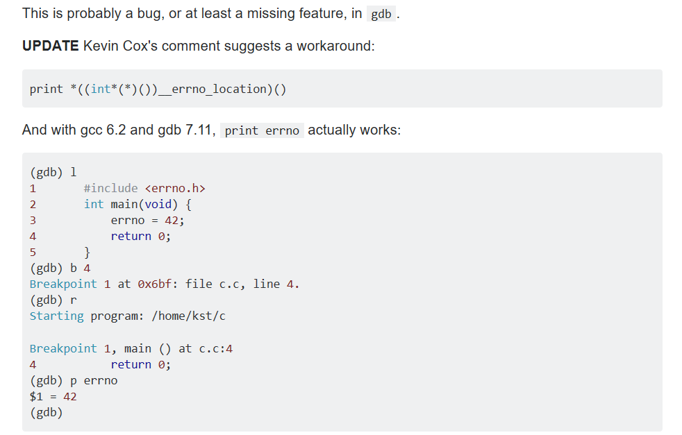 gcc 7.1.0下gdb无法prinf查看errno解决_has unknown return type; cast the call to its decl-CSDN博客