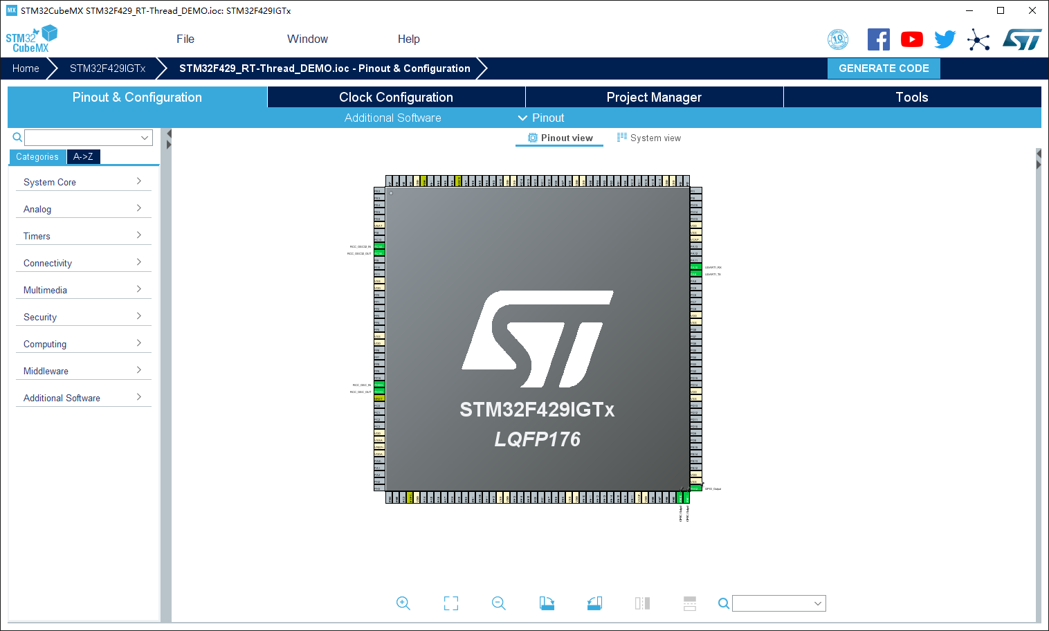 STM32CubeMX创建F429HAL库工程并移植RT-Thread nano 3.1.3 & 添加FinSH控制台组件（文末附源码）_移植 ...