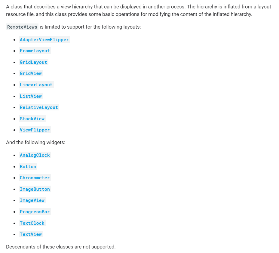 RemoteViews布局和类型限制源码分析_remoteviews限制-CSDN博客