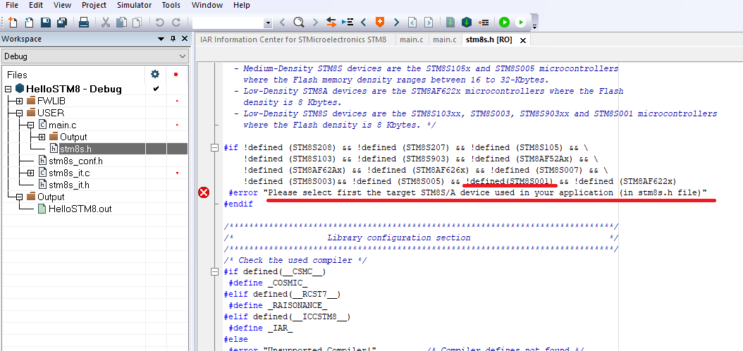 STM8S开发入门之使用EWSTM8(IAR STM8S)新建工程点亮一个LED（基于STM8S001J3）_iar for stm8新建工程-CSDN博客