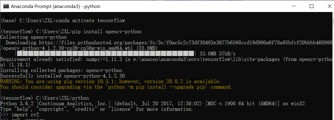 Windows10+anaconda+python3安装cv2_win10系统 使用清华库安装cv2-CSDN博客