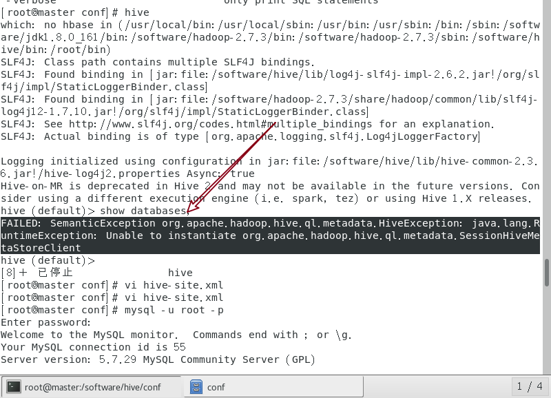 FAILED: SemanticException org.apache.hadoop.hive.ql.metadata.HiveException: java.lang ...