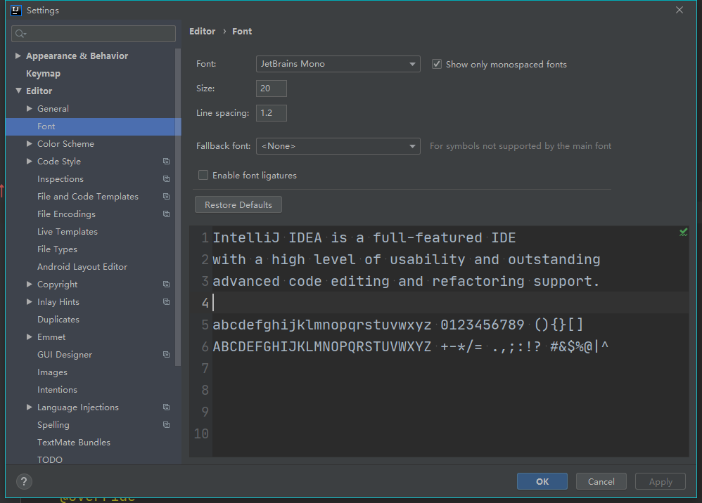 jetbrains mono字体安装方法（LInux Windows MacOS系统）_jetbrains mono medium nerd font complete mono-CSDN博客