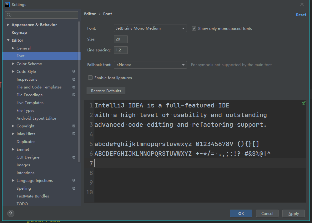 jetbrains mono字体安装方法（LInux Windows MacOS系统）_jetbrains mono medium nerd font complete mono-CSDN博客