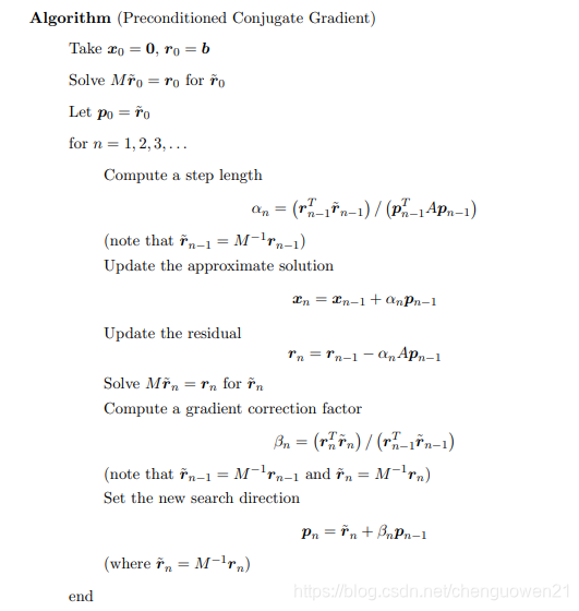 Preconditioned Conjugated Gradient Solver 共轭梯度法 The Preconditioned Conjugate Gradient Solver