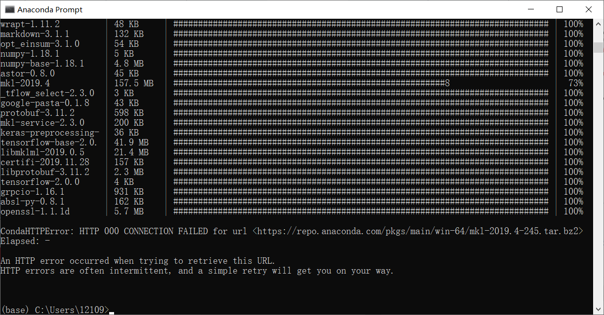 解决CondaHTTPError: HTTP 000 CONNECTION FAILED for url-CSDN博客