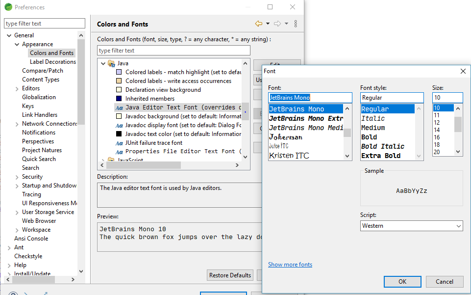 Eclipse里使用 IntelliJ IDEA 新字体JetBrainsMono_eclipse 安装jetbrains mono字体-CSDN博客