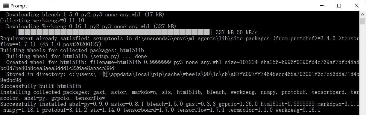 ML-Agents安装教程（Unity机器学习/2020.6.30最新更新）_mlagents安装-CSDN博客