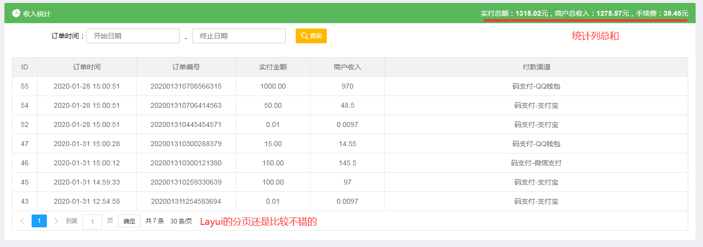 layui完整的table表格加载数据案例，包括搜索、刷新、分页、计算整列数据总值等_layui table 加载数据-CSDN博客