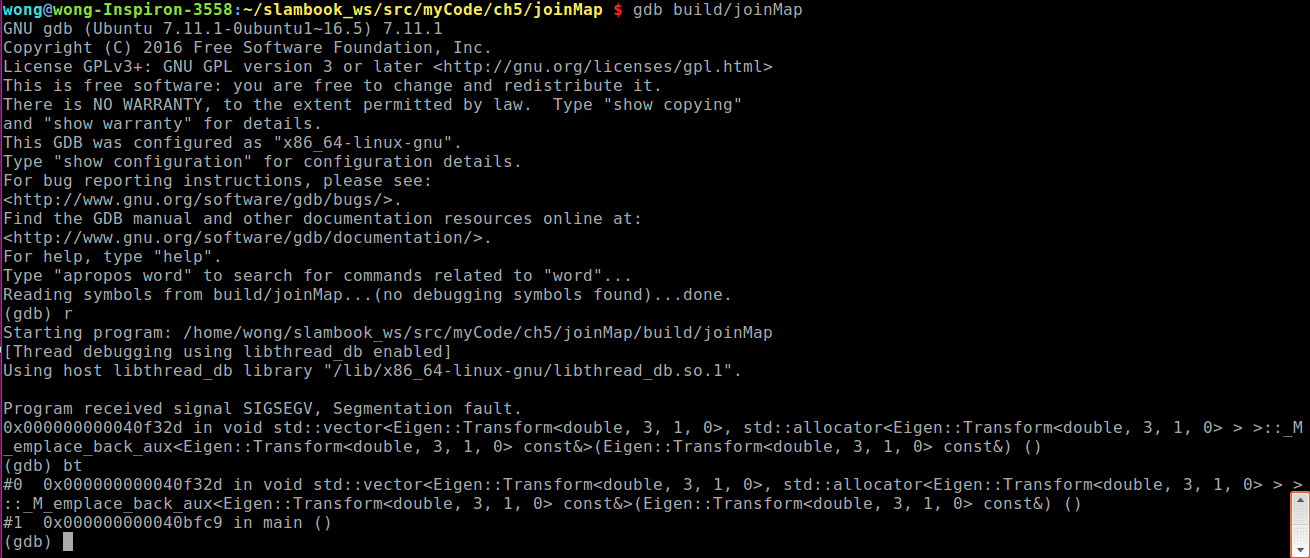 《视觉SLAM十四讲》第五讲-点云实践中出现"Segmentation fault"解决方法_使用eigen::vector3d时出现 ...