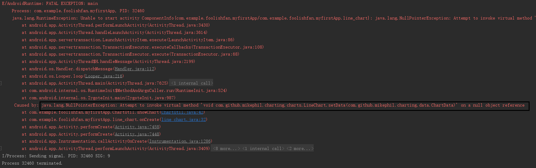 java.lang.NullPointerException: Attempt to invoke virtual method .....on a null object reference ...
