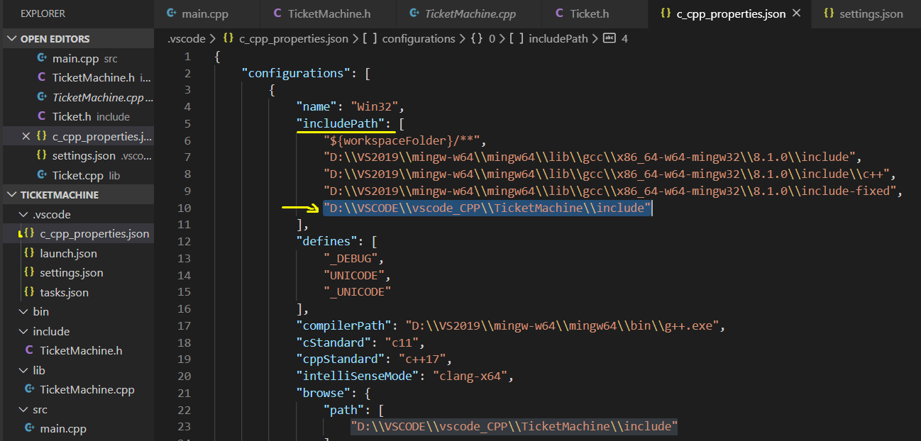 Windows下用vscode编写c程序如何添加并应用自定义头文件自定义头文件加includepath Csdn博客 