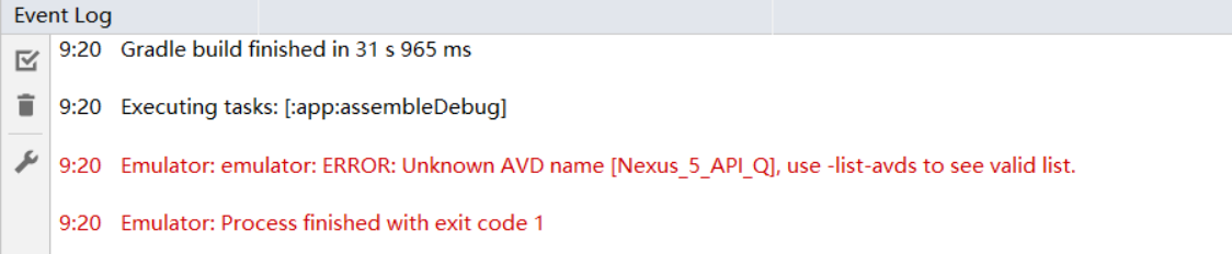Android Studio第一次安装虚拟机时报错Emulator:ERROR: Unknown AVD name[ ], use -list-avds to see valid list ...
