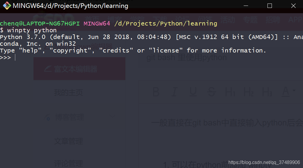 Git Bash 里使用pythongitbash Python Csdn博客