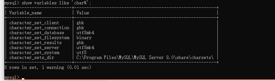 show variables like 'char%';查询MySQL数据库编码-CSDN博客