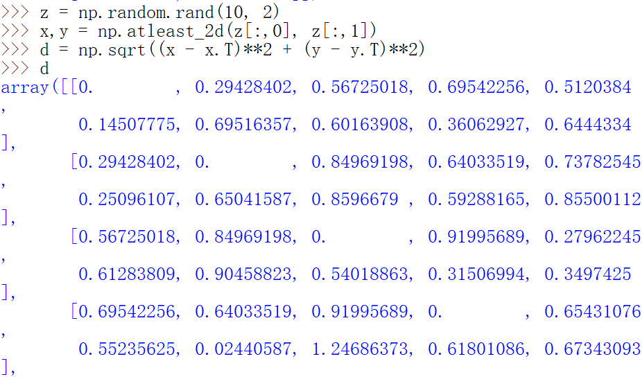 NumPy百题(三)_consider a random 10x2 matrix representing cartesi-CSDN博客