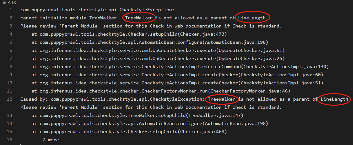 IDEA导入checkstyle的xml文件报错cant initialize modul treewalker( ´･д･)ﾉ_com.puppycrawl.tools.checkstyle ...