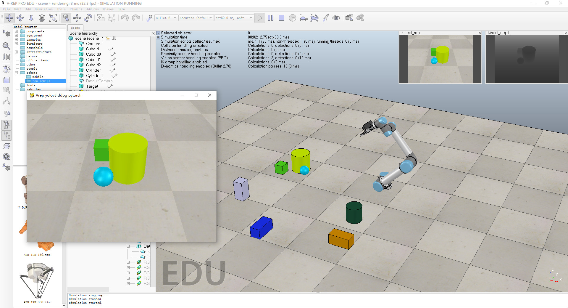 V-rep机器人仿真(Win10)：UR5+RG2+Kinect+YOLOV3+DDPG+Pytorch(第三部分：在V-rep中用python控制机械臂)_vrep yolo-CSDN博客