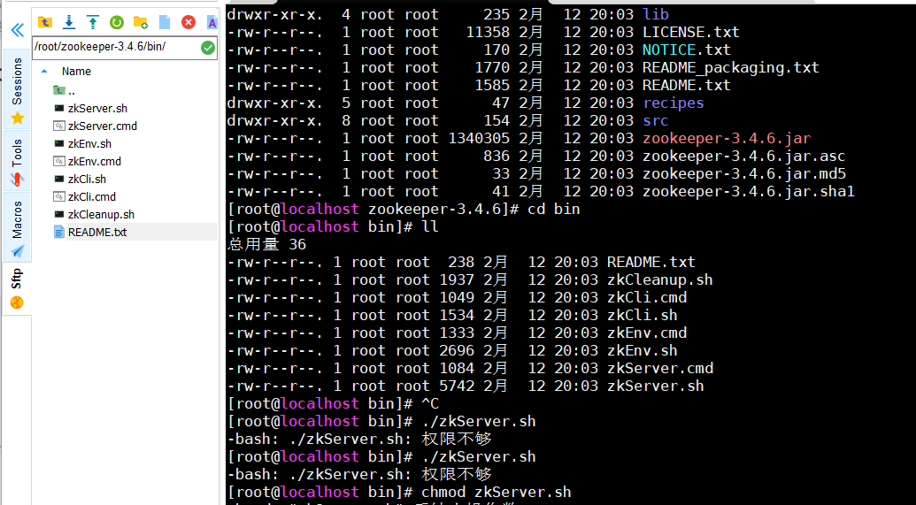 [root@localhost bin]# ./zkServer.sh start -bash: ./zkServer.sh: 权限不够_zkserver.sh start权限不够-CSDN博客