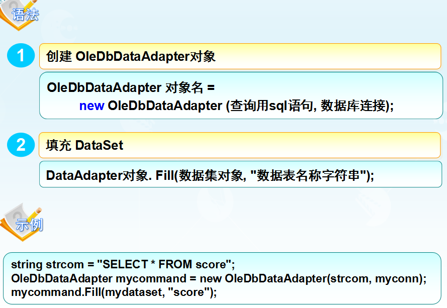 《Visual C# 程序设计》课程学习(11)——第11章 C#数据库编程与ADO.NET_2、完善完成属性数据处理(odbc或oledb方式读取),内存dataset的操作,显示属性数据 ...