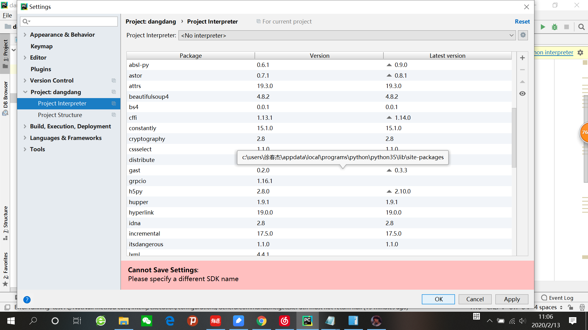 invalid-no-python-interpreter-configured-for-the-project-invalid