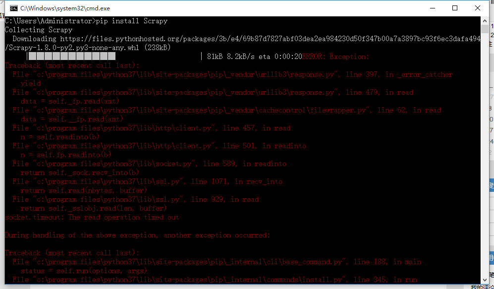 Windows10使用pip安装一些包总是中断_为什么服务器一安装包就断连-CSDN博客