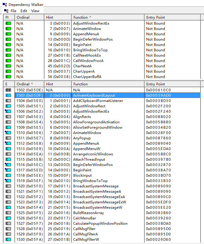 PE目录项-导出表（二）以USER32.dll为例_browse full module list-CSDN博客