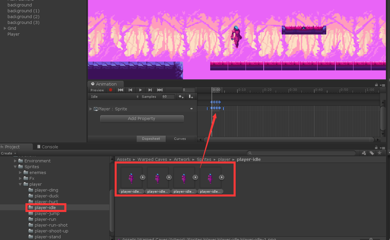 unity2D学习（5）为角色添加动画_unity2d如何把animation里面的添加到animator-CSDN博客