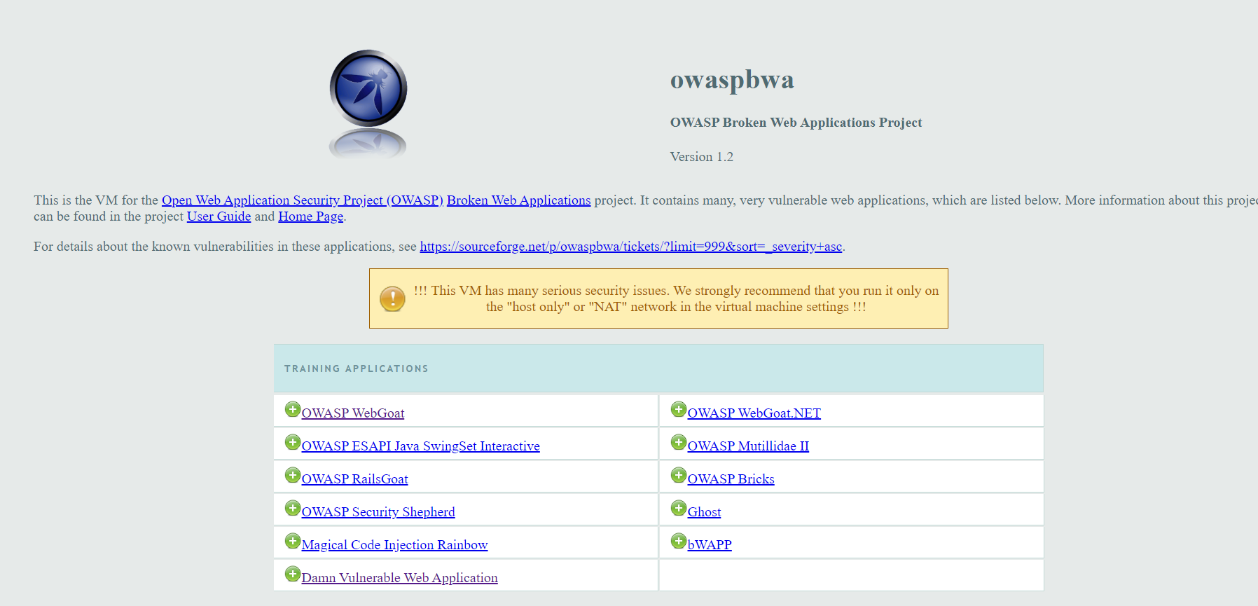 web安全学习笔记（一） OWASPBWA--靶机搭建_broken web application-CSDN博客