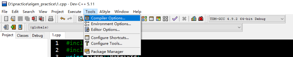 Eigen库的使用_dev c++安装eigen-CSDN博客