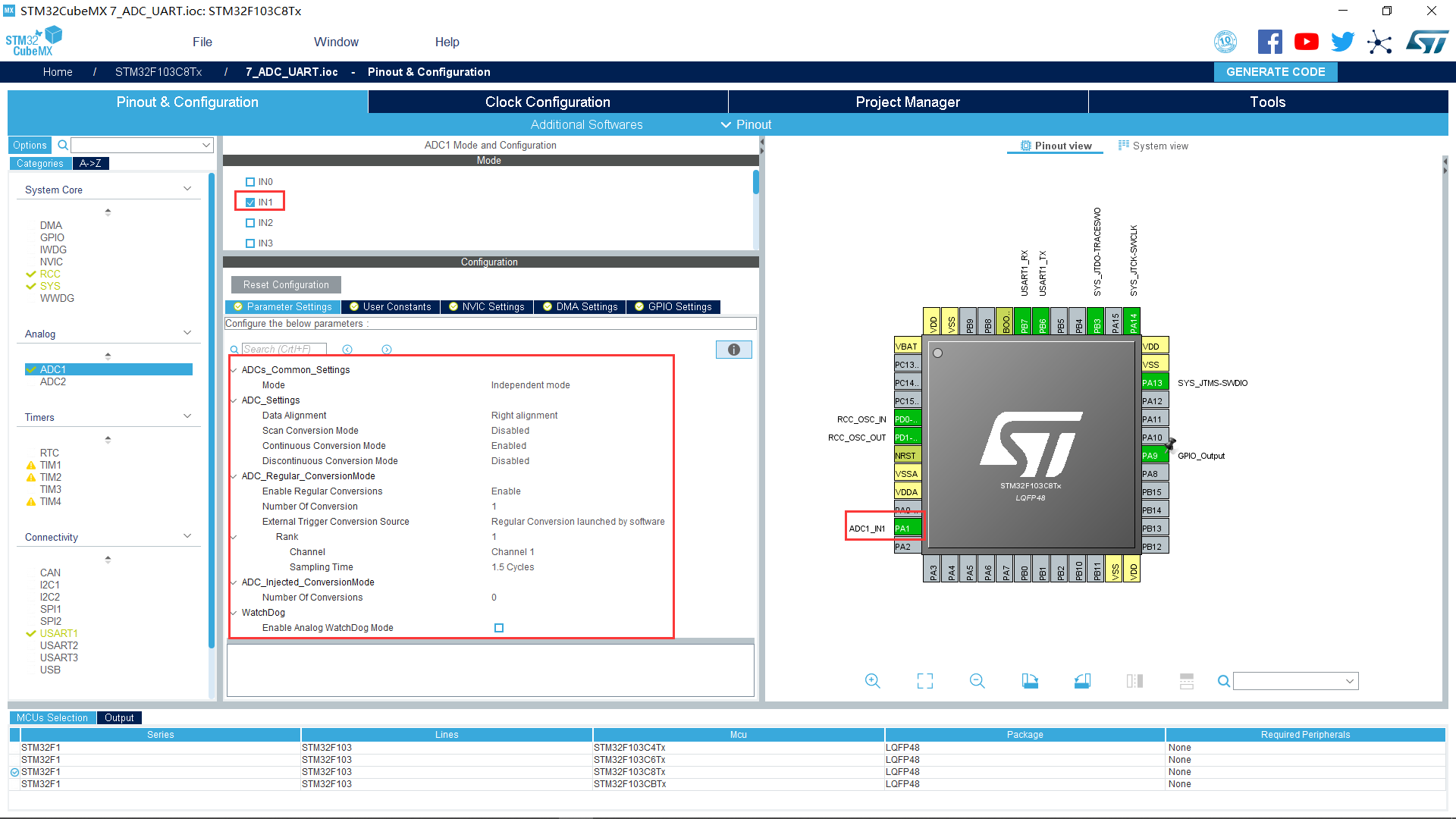STM32 HAL库 CubeMX教程（七）ADC电压采集串口输出_用stm32f103的adc功能,采集电位器电压输出,并打印到串口-CSDN博客