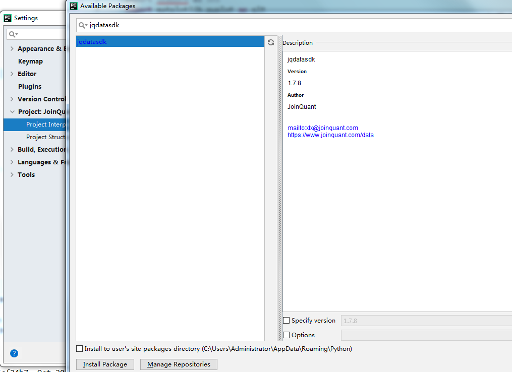 JoinQuant聚宽本地环境配置_在环境中配置joinquant-CSDN博客