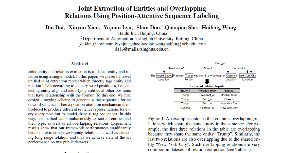 AAAI论文Joint Extraction of Entities and Overlapping Relations Using Position-Attentive Sequence阅读 ...