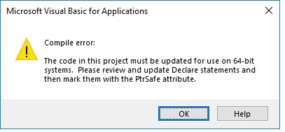 PtrSafe声明解决VBA从32位系统迁移到64位的‘Compile Error’问题-CSDN博客