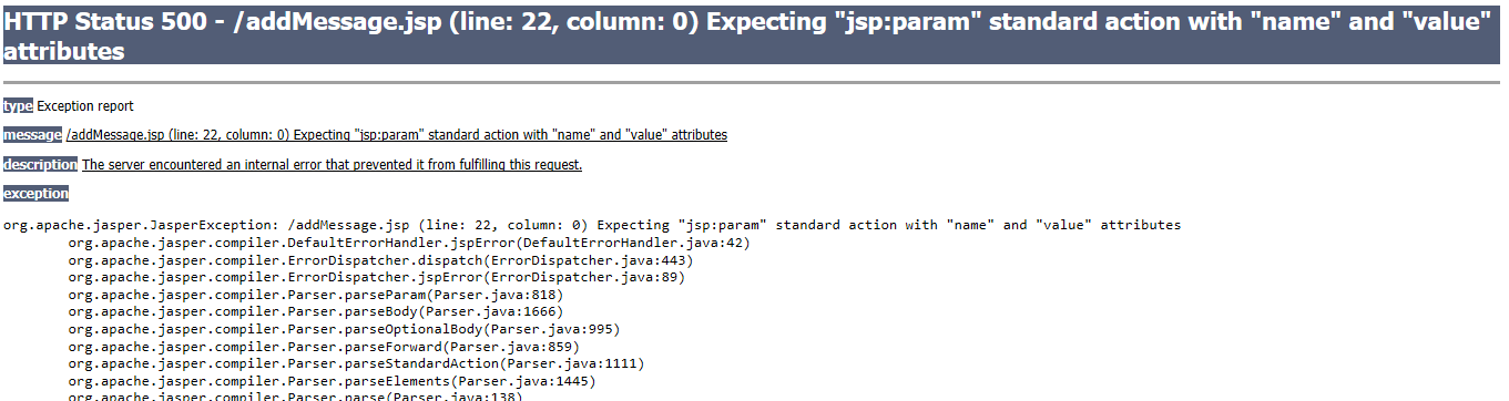 《JSP应用开发详解》学习：Expecting "jsp:param" standard action with "name" and ...