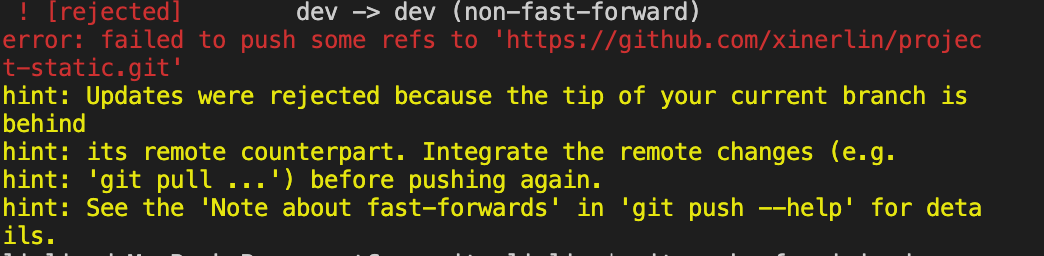Solve Git Push Error Hint Updates Were Rejected Because The Tip Of Your Current Branch Is
