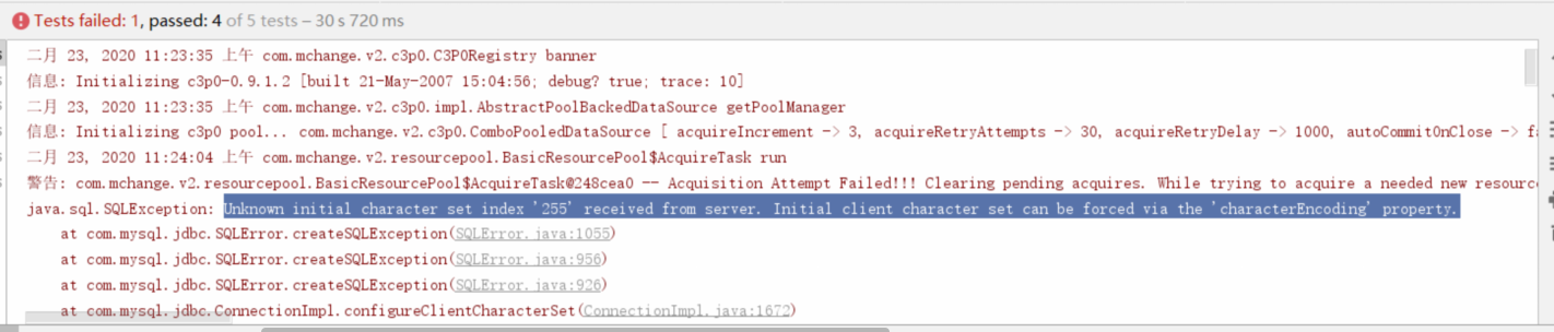 解决jdbc连接mysq报错Unknown initial character set index '255' received from server. Initial client ...