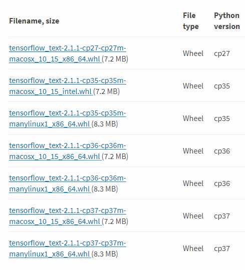 安装tensorflow-text时的ERROR: Could not find a version that satisfies the requirement tensorflow ...