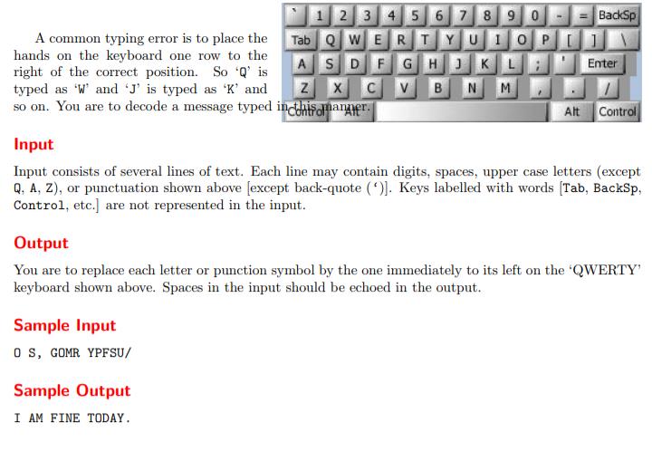 Algorithm competition Example 3-2 WERTYU (WERTYU, UVa10082) - Programmer Sought
