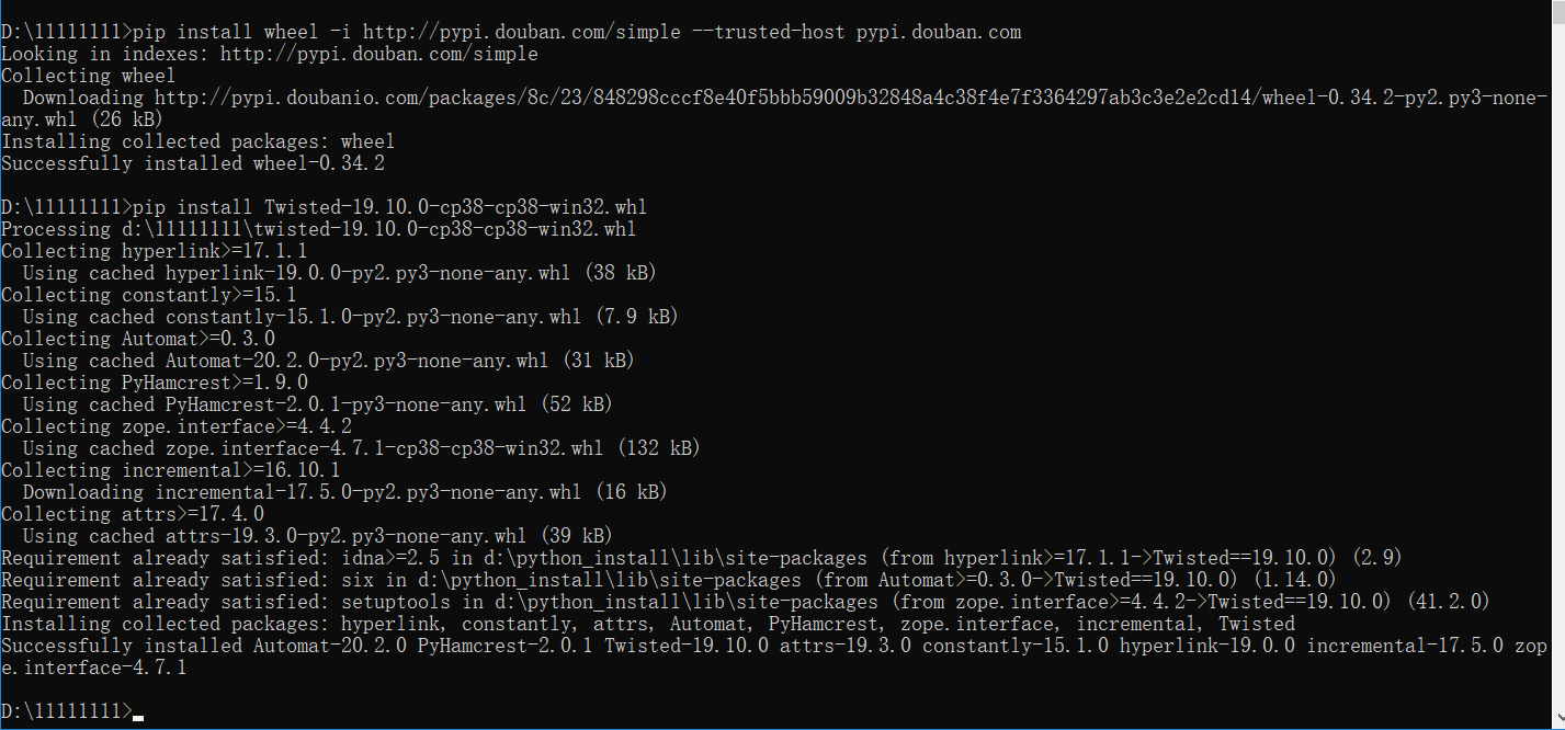 解决scrapy安装失败_installing collected packages等很久-CSDN博客