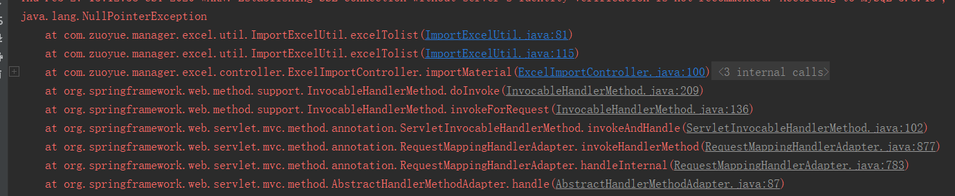 java - poi - excel导入时，总是报java.lang.NullPointerException_excelimportutil.importexcel 空指针-CSDN博客