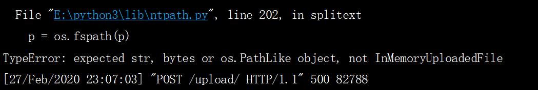 Python获取djano上传文件的后缀名时typeerror Expected Str Bytes Or Os Pathlike Object Not