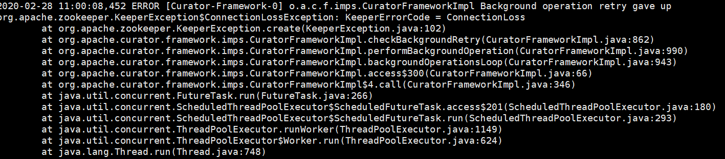 Background operation retry gave up;KeeperErrorCode = ConnectionLoss-CSDN博客