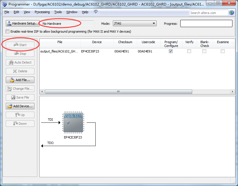 【工程源码】无法下载FPGA程序，无法start，找不到下载器_fpga no hardware-CSDN博客