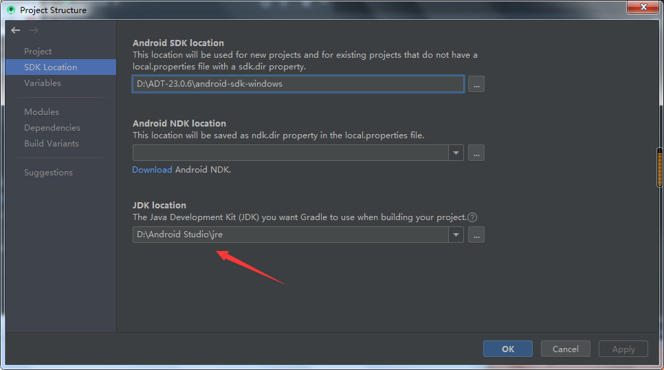 Android Studio和Gradle使用不同位置JDK的问题(Android Studioand Gradle are using different locations forthe ...