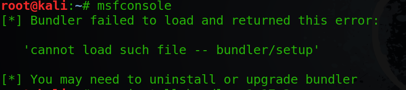 msfconsole启动失败'cannot load such file -- bundler/setup'_bundler failed to load and returned this ...