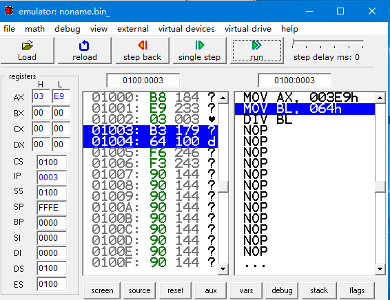 8086汇编复习2 - 使用emu8086_emu8086除法运算-CSDN博客