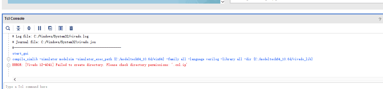 ERROR: [Vivado 12-4041] Failed to create directory. Please check directory permissions: '.cxl.ip ...