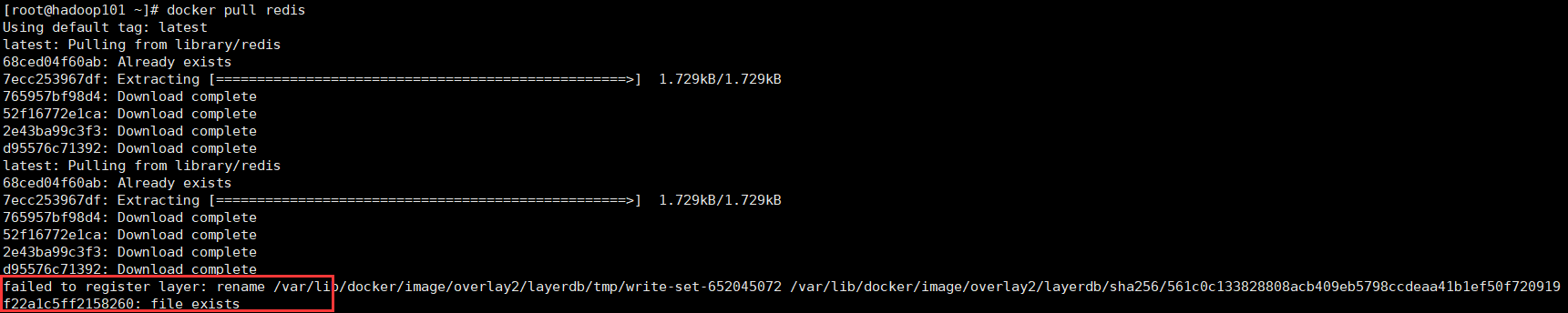 failure pulling docker images ( failed to register layer: rename [...] file exists ) docker拉取镜像 ...